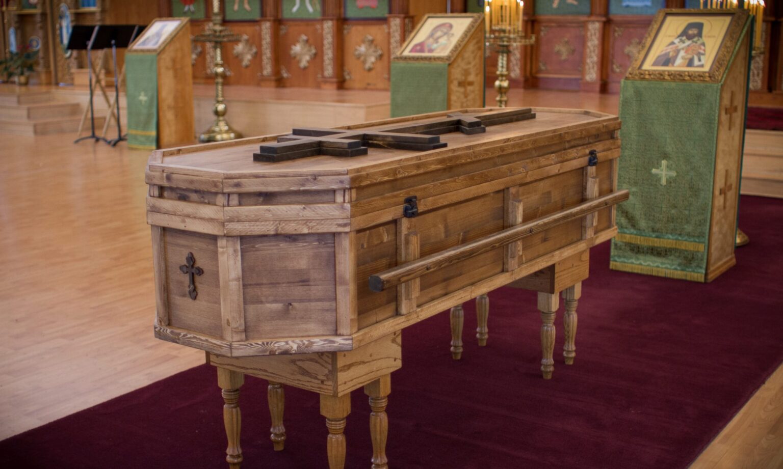 Alaskan Pine Casket - Holy Archangel Candles