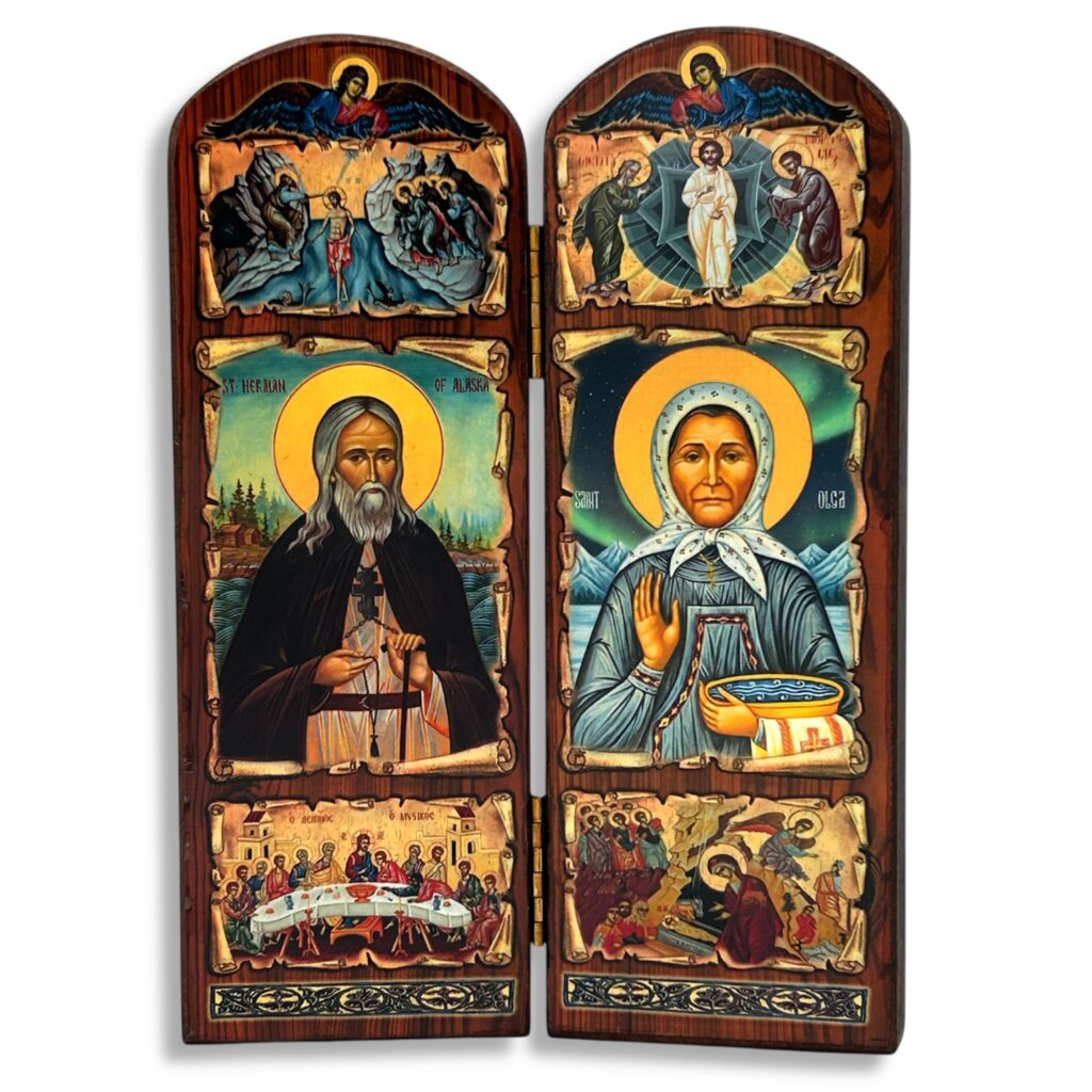 St Herman and Mat Olga Icon Pinback Buttons – Holy Archangel Candles