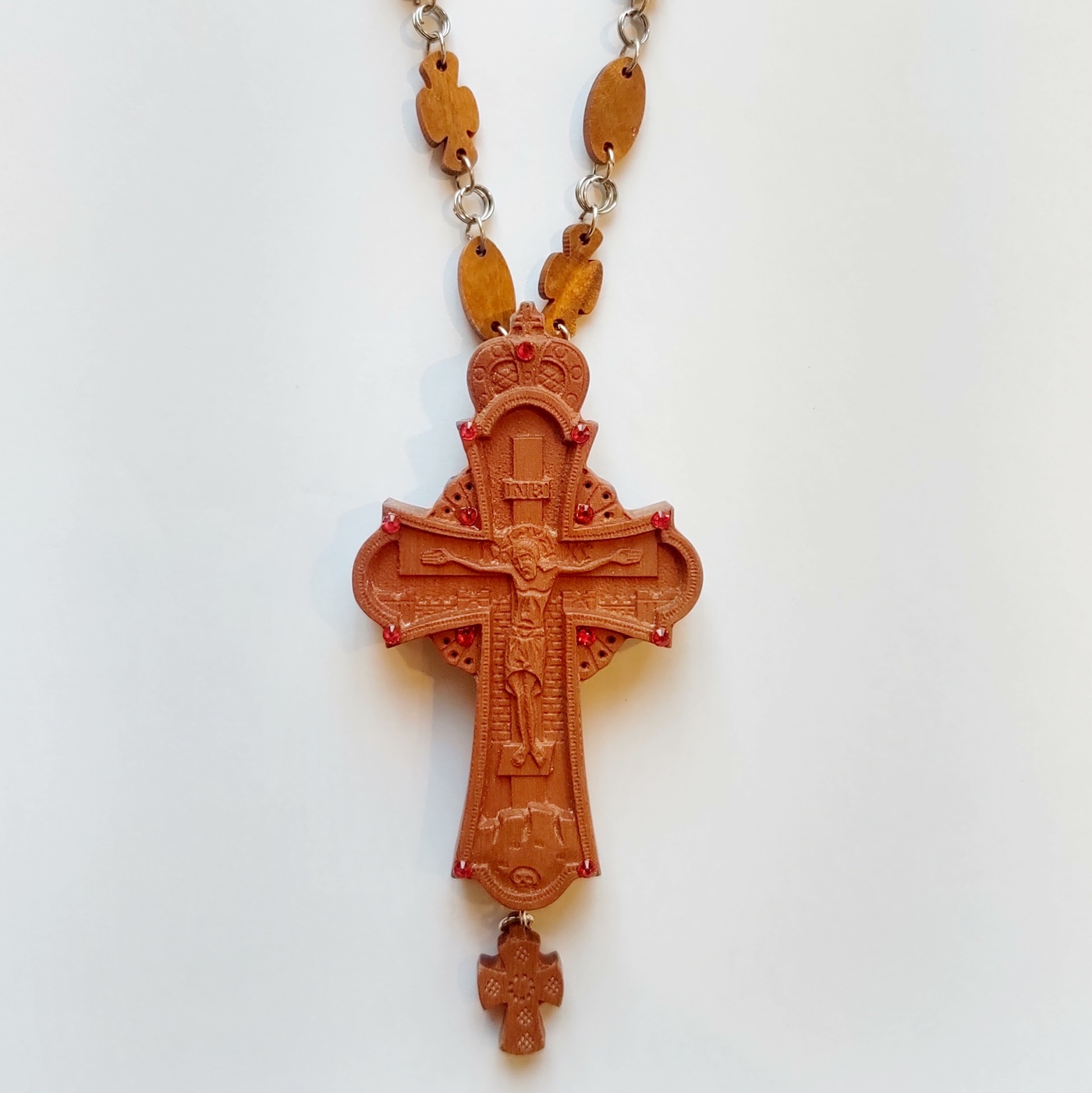 Pectoral Cross, Wood with Red Jewels - Holy Archangel Candles