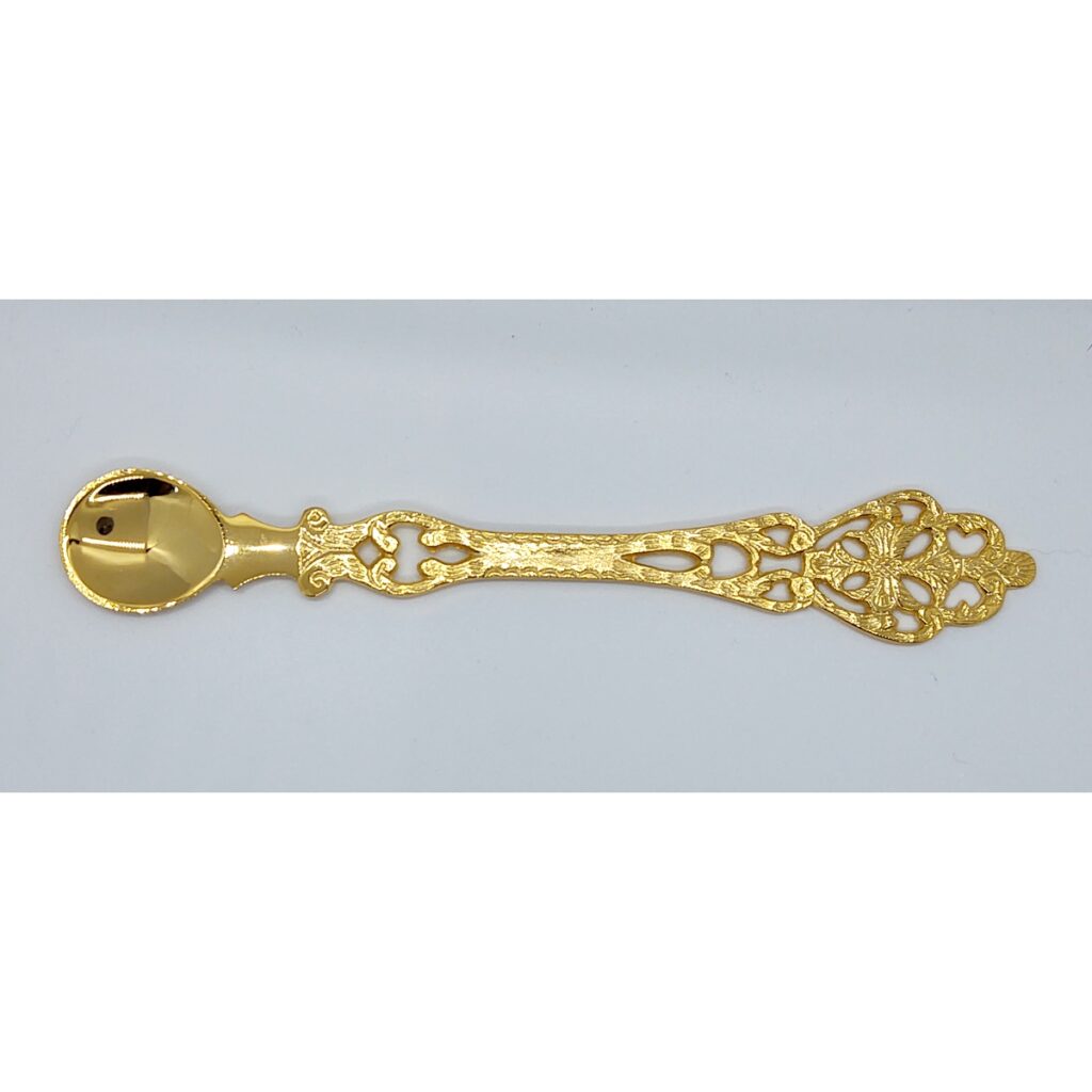Communion spoon – shallow – Greek #2 – Gold Plated – Holy Archangel Candles