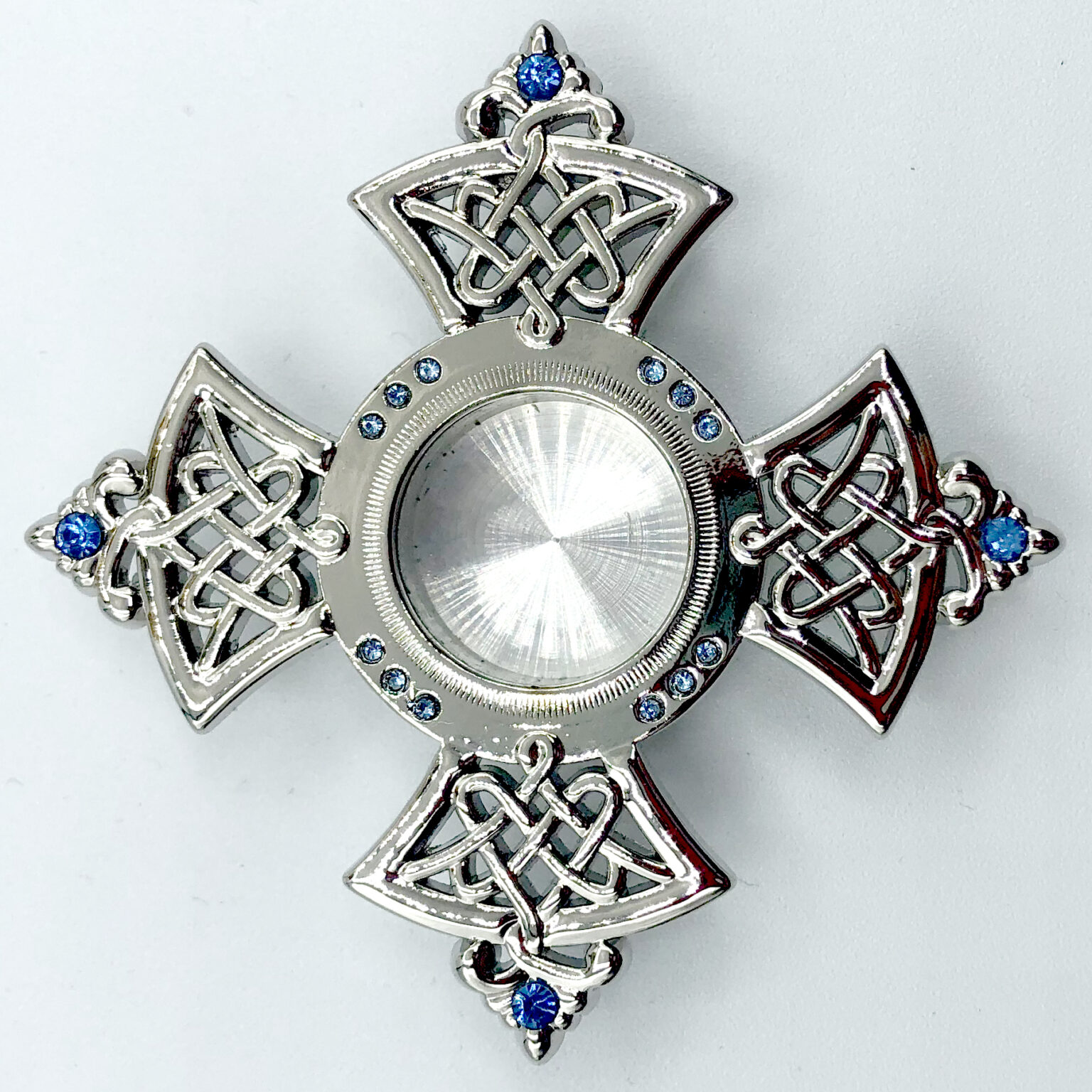 Icon relic insert, silver blue stones, XL 75mm – Holy Archangel Candles