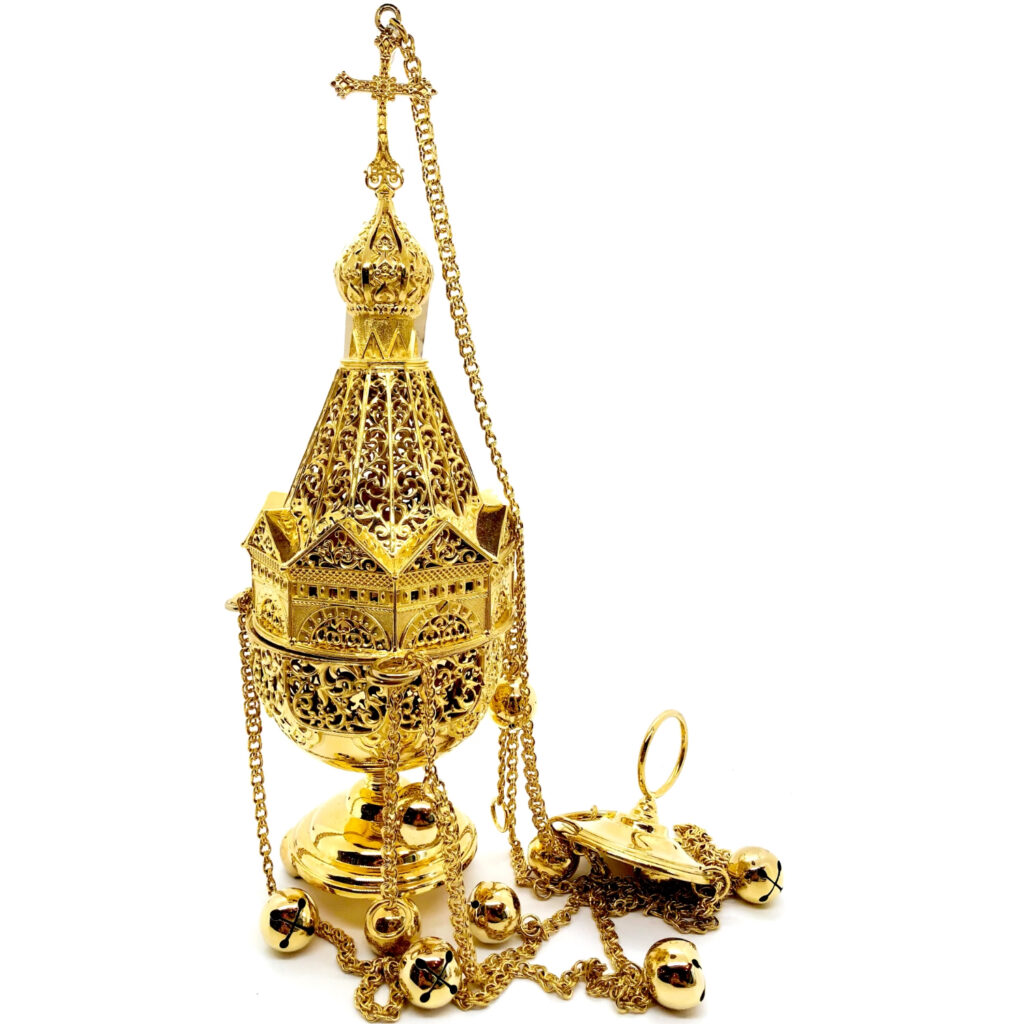 Gold Cathedral Censer – Holy Archangel Candles