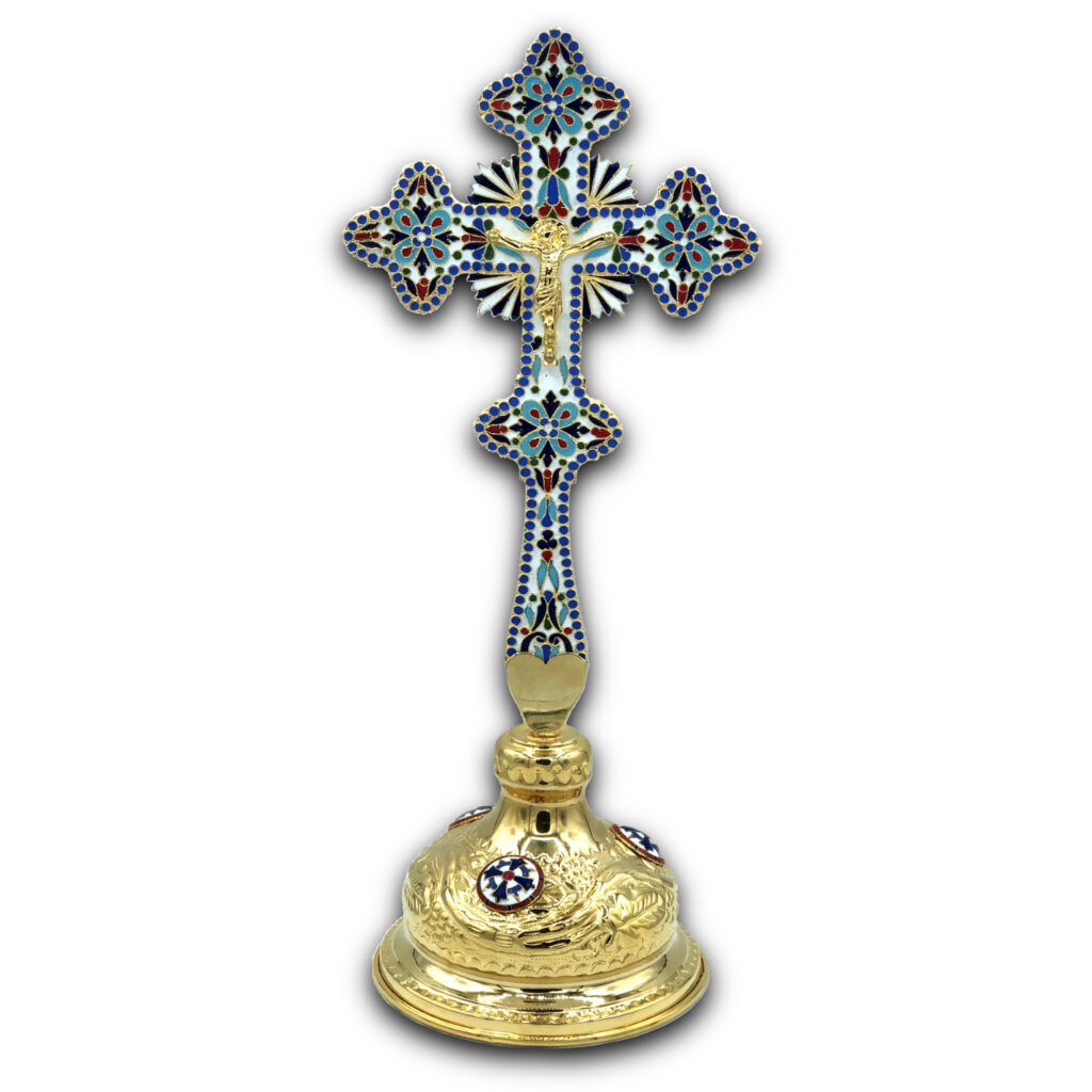 Altar / Blessing Cross - Green Enamel - Holy Archangel Candles