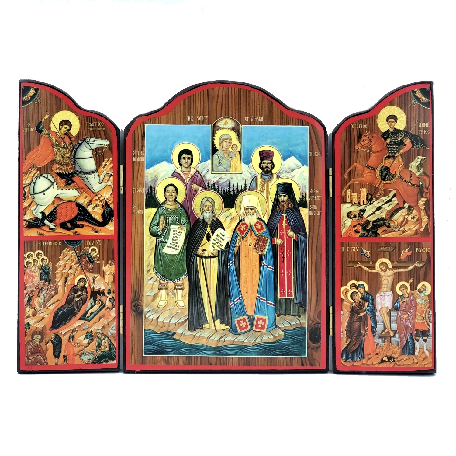 All Saints of Alaska Folding Icon, Large - Holy Archangel Candles
