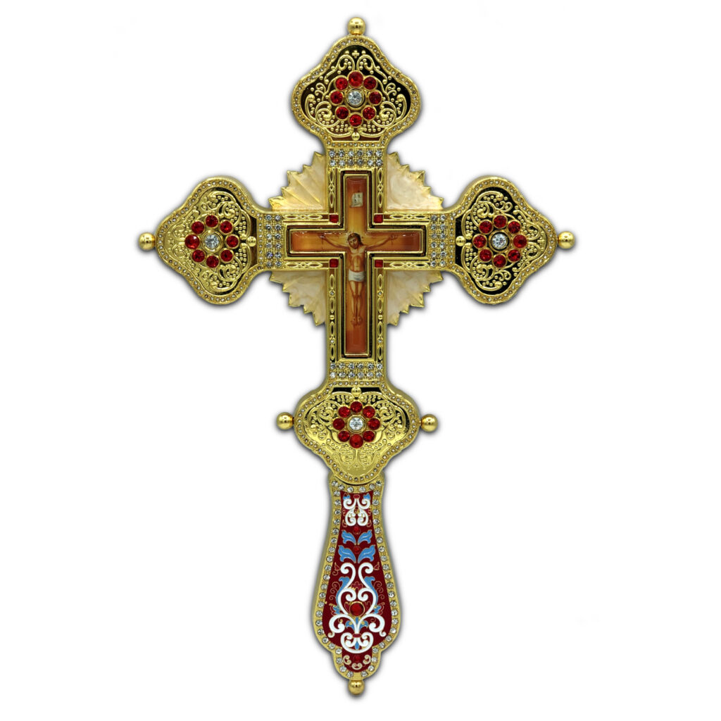 Altar / Blessing Cross, enamel and gold with stones – Holy Archangel ...