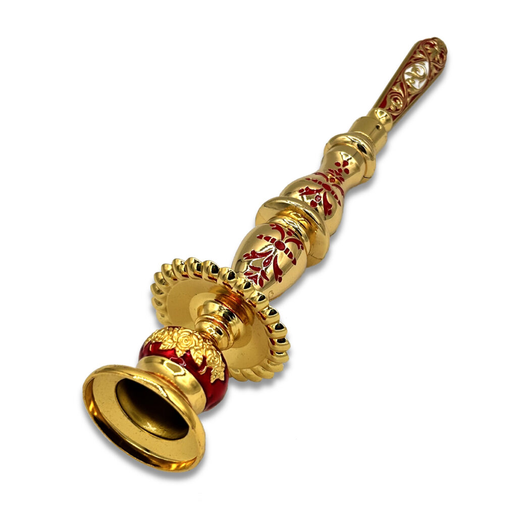Handheld Candlestick – Gold plated with enamel – Holy Archangel Candles