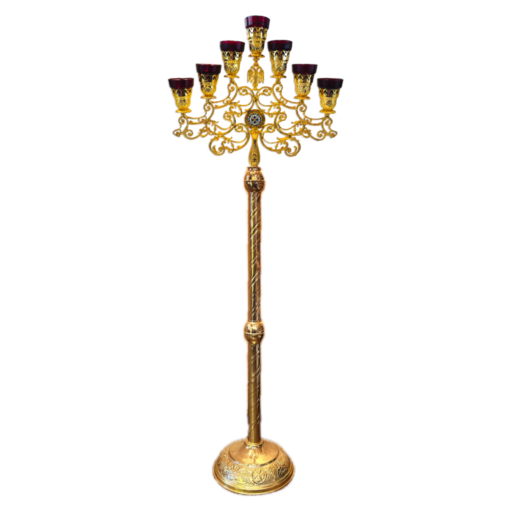 Seven Branch Stand – gold plated – Holy Archangel Candles