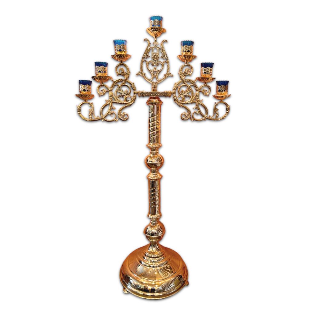 Seven Branch Stand – gold plated – Large – Holy Archangel Candles
