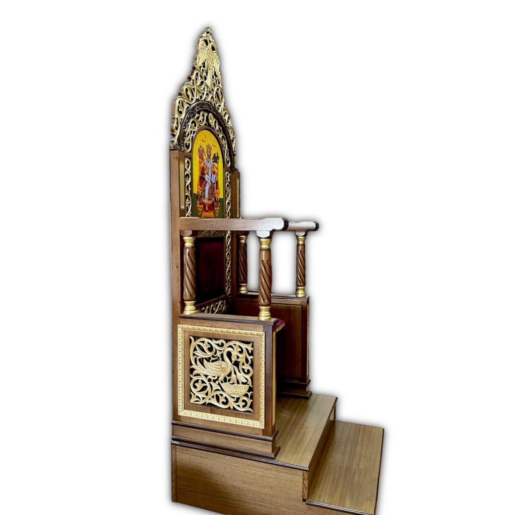 Orthodox Bishop Throne, trimmed in gold leaf – Holy Archangel Candles