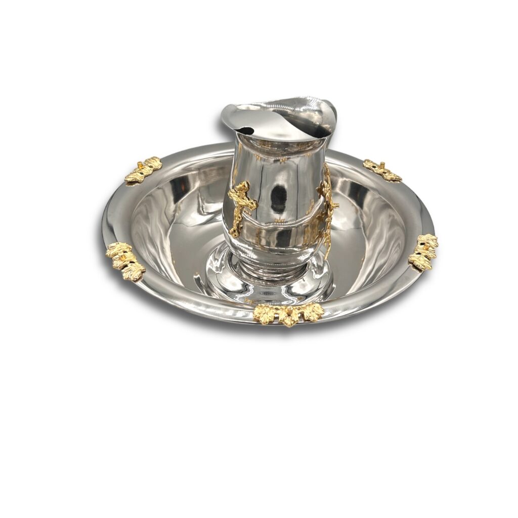 Hand Washing Set – Nickel with Gold Accents – Holy Archangel Candles