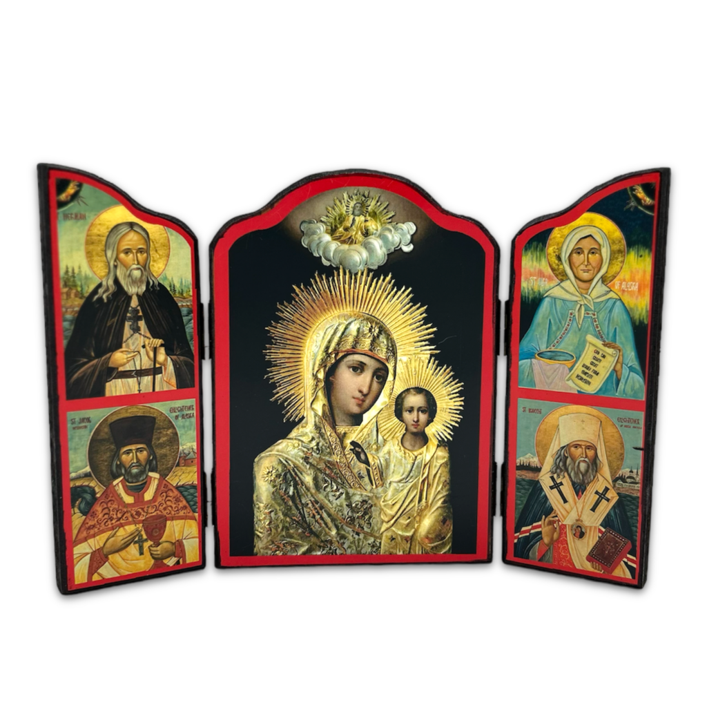 Sitka Mother of God with Alaska Saints Folding Icon – Holy Archangel Candles