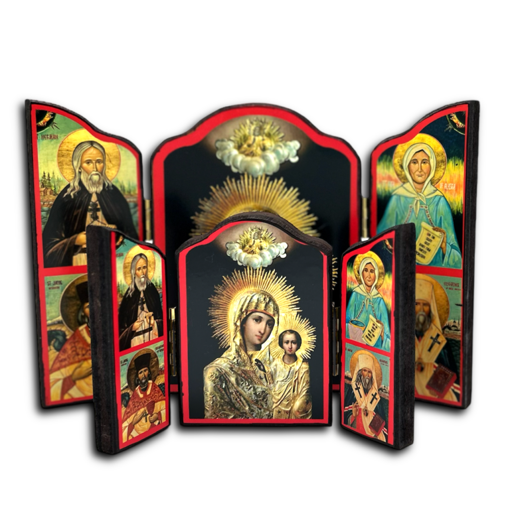 Sitka Mother of God with Alaska Saints Folding Icon – Holy Archangel Candles