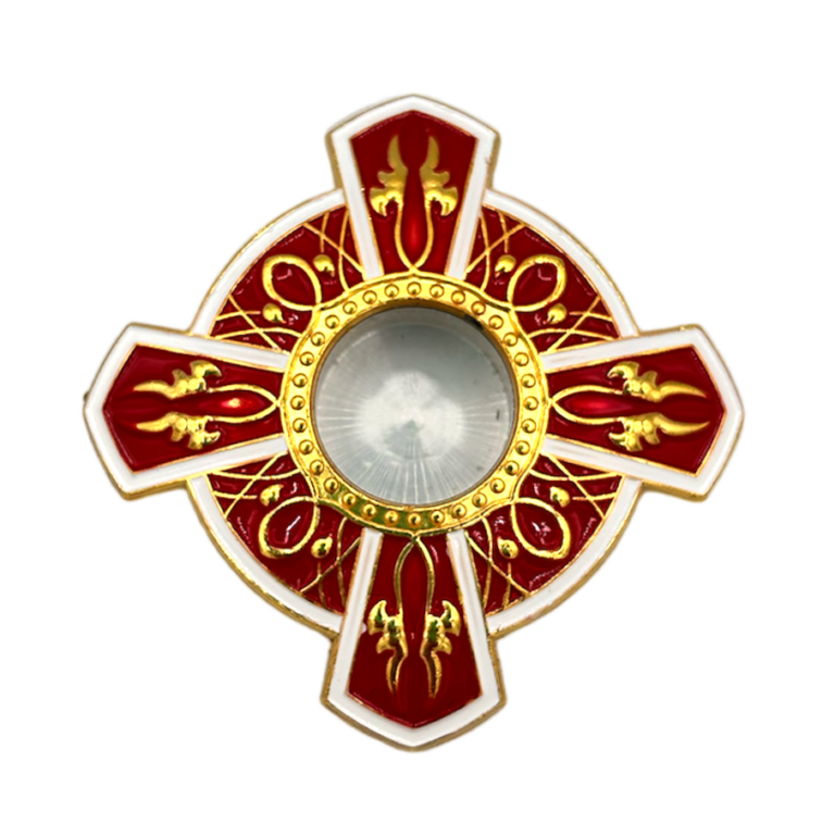 Icon relic insert, shallow, red enamel, Lg 55mm – Holy Archangel Candles